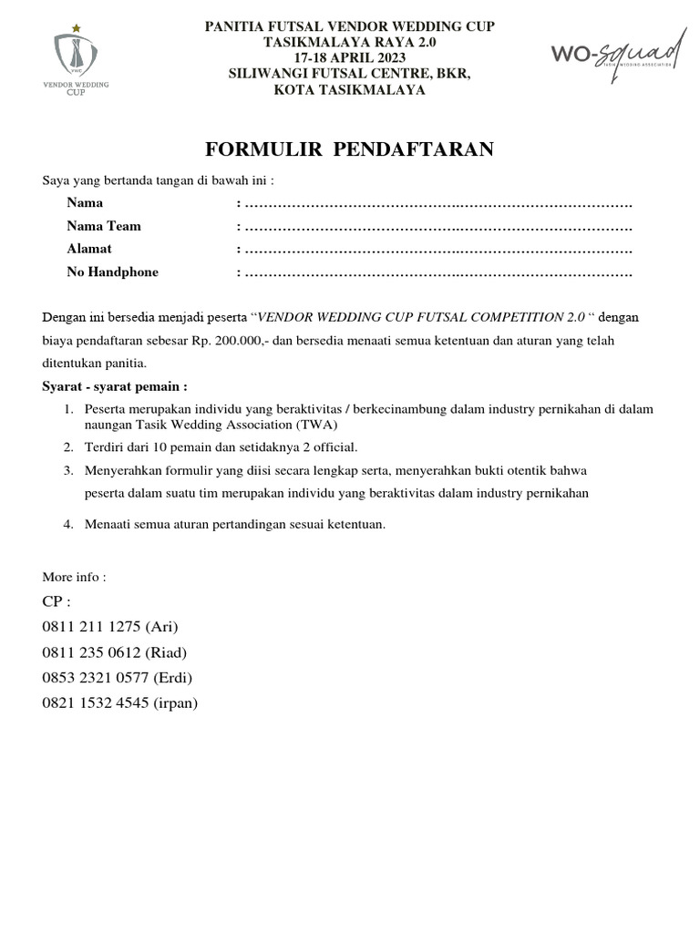 Form VWC 2023 | PDF | Game & Aktivitas