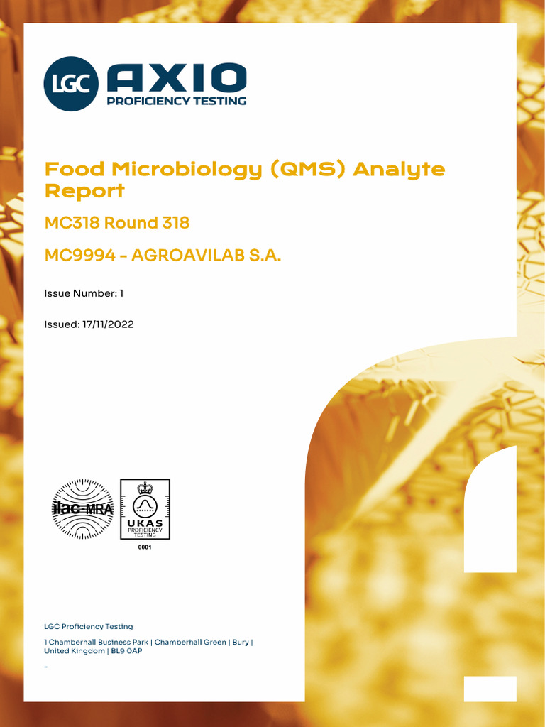 Food Microbiology Proficiency Report | PDF | Colony Forming Unit ...