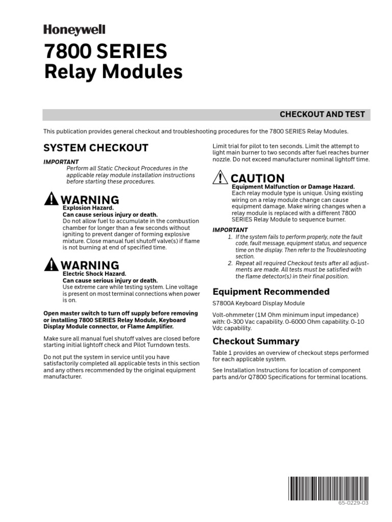 7800 SERIES Relay Modules: Warning Caution | PDF | Relay | Combustion