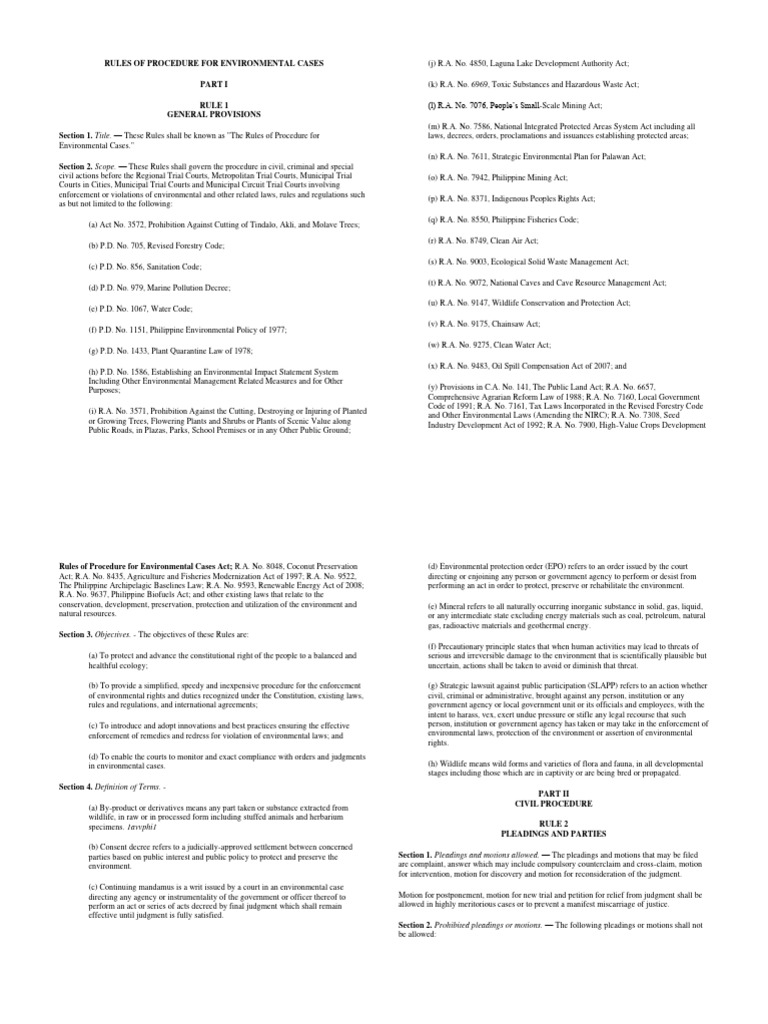 Environmental Case Procedure Rules | PDF | Lawsuit | Complaint