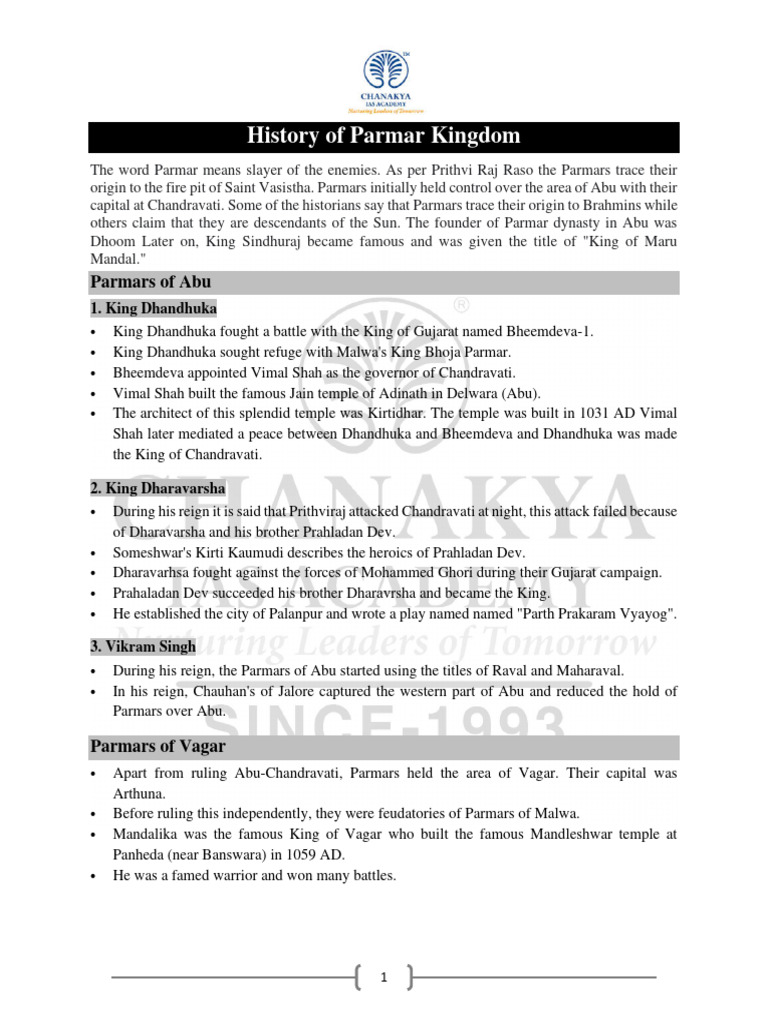 History of the Parmar Dynasty | PDF | History