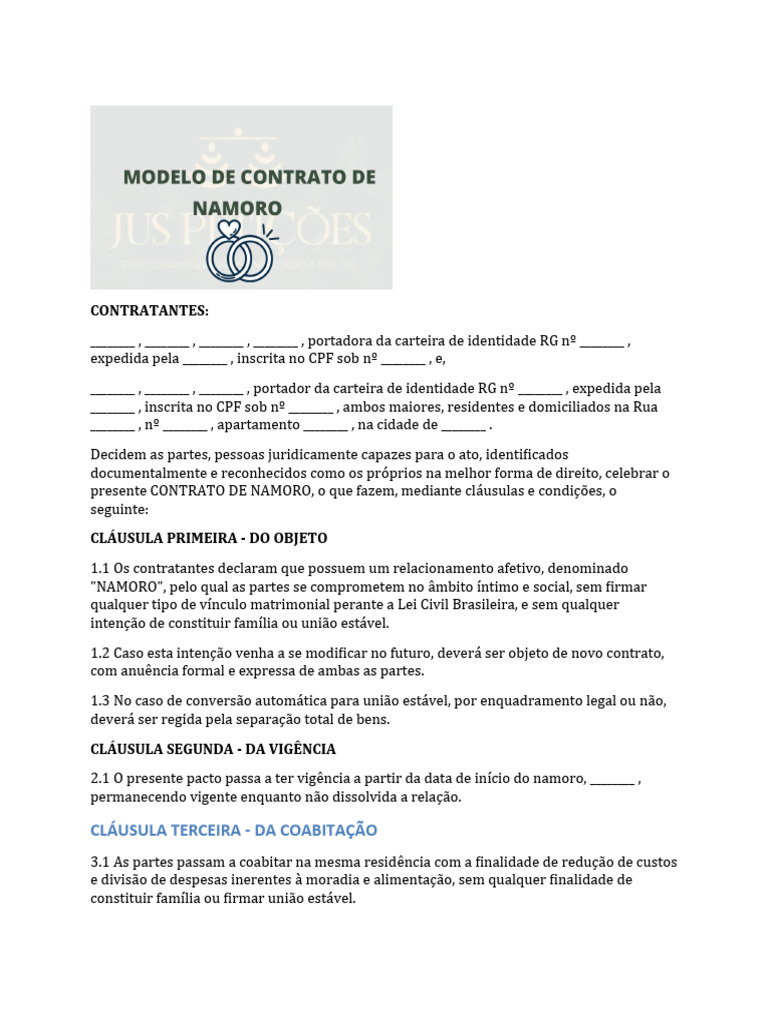 Modelo Contrato de Namoro | PDF | Direito