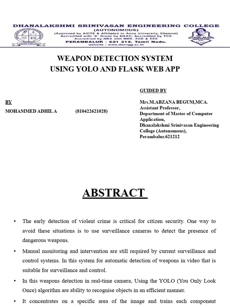 Real-Time Weapon Detection with YOLO | PDF | Computer Vision | Support ...