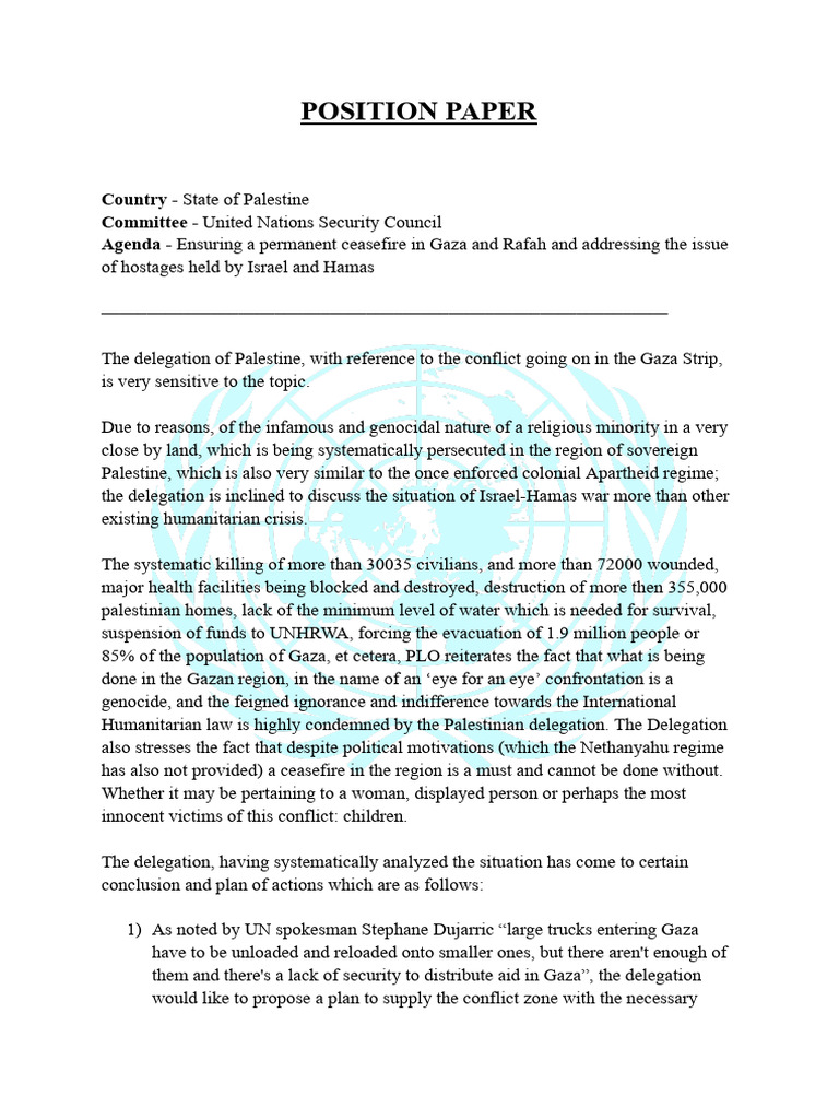 Position Paper PLO | PDF | World Politics | State Of Palestine