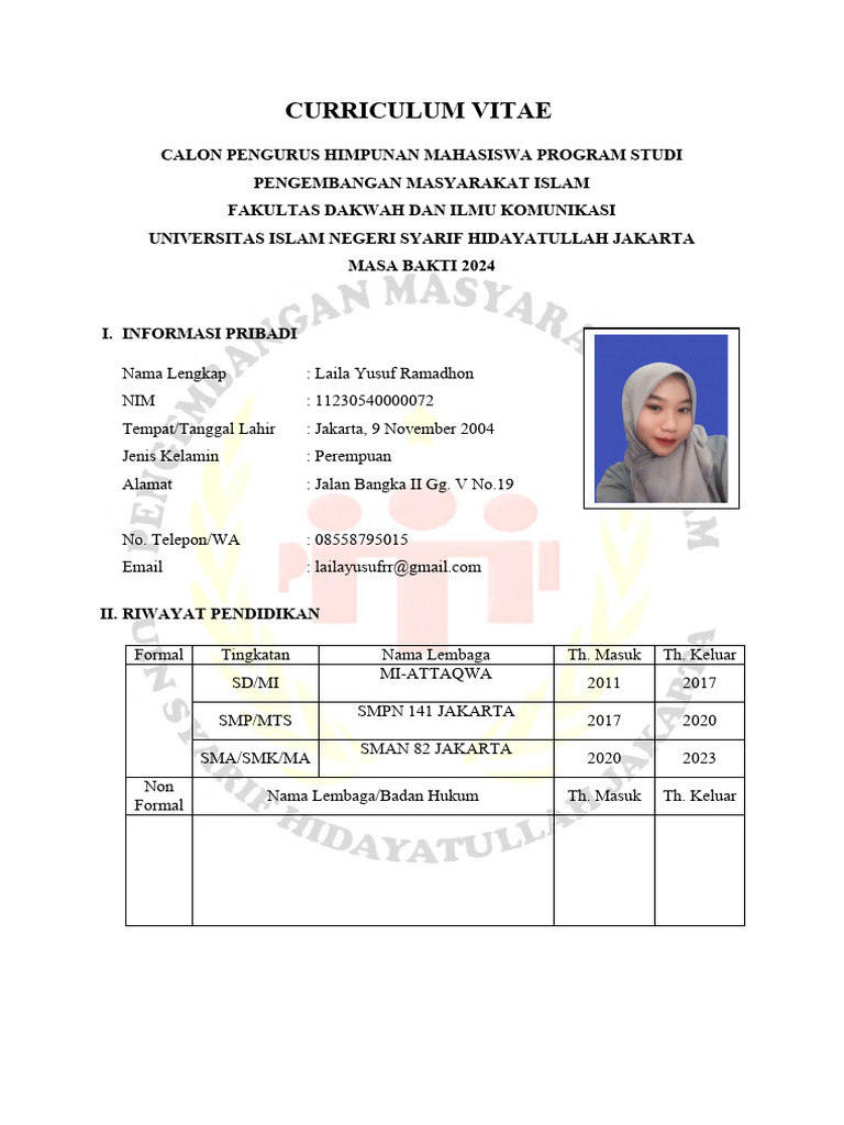 CV Calon Hmps 2024 2 | PDF