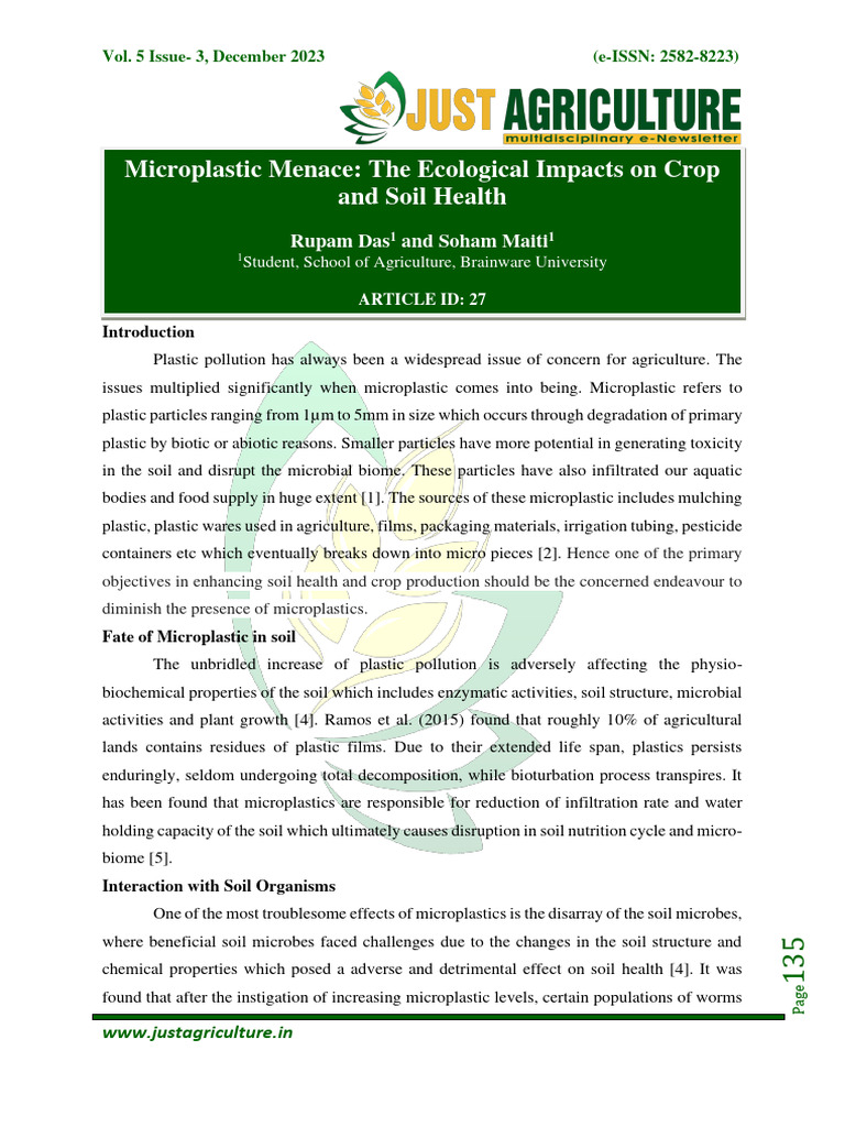 27. Microplastic Menace- The Ecological Impacts on Crop and Soil Health | Download Free PDF ...