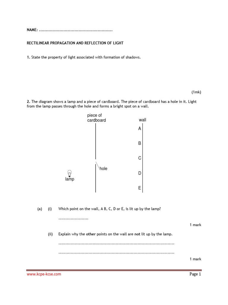 Light Propagation and Reflection Guide | PDF | Reflection (Physics ...