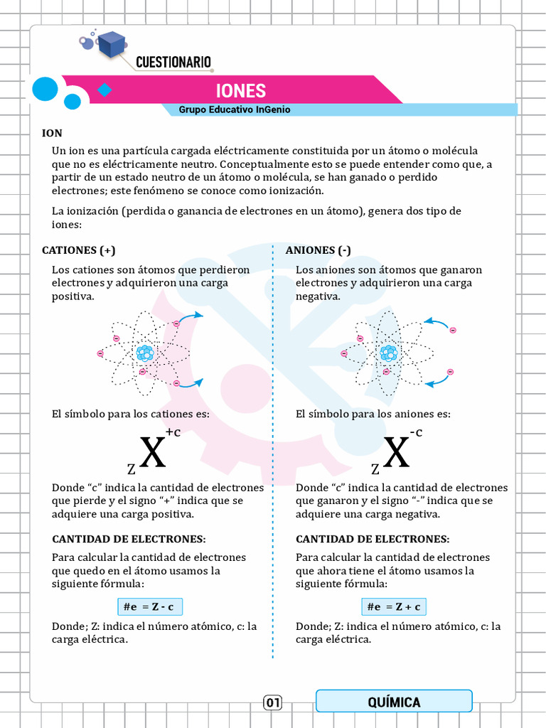 Química, Iones | PDF | Ion | Fenomeno fisico
