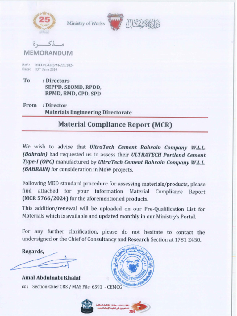 MCR 5766 MAS 6591 - ULTRATECH Portland Cement Type-I (OPC ...