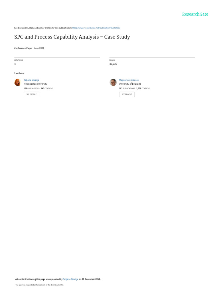 SPC and Process Capability Analysis Case Study | PDF | Statistics ...