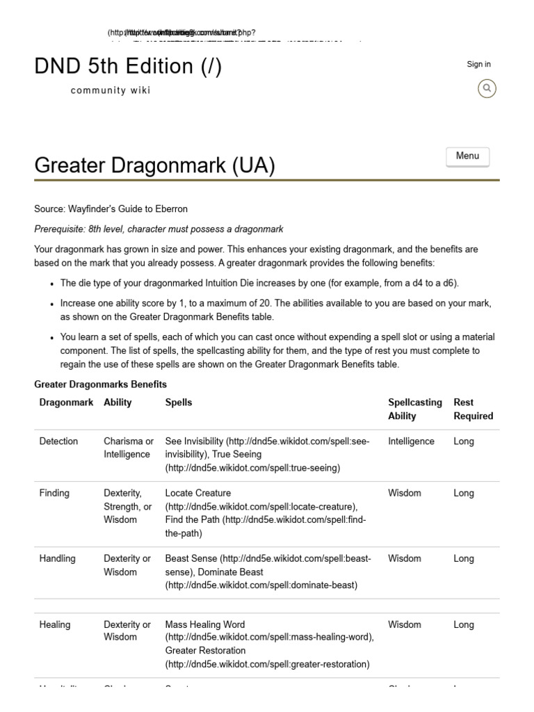 Greater Dragonmark (UA) - DND 5th Edition | PDF | D20 System | Dungeons ...