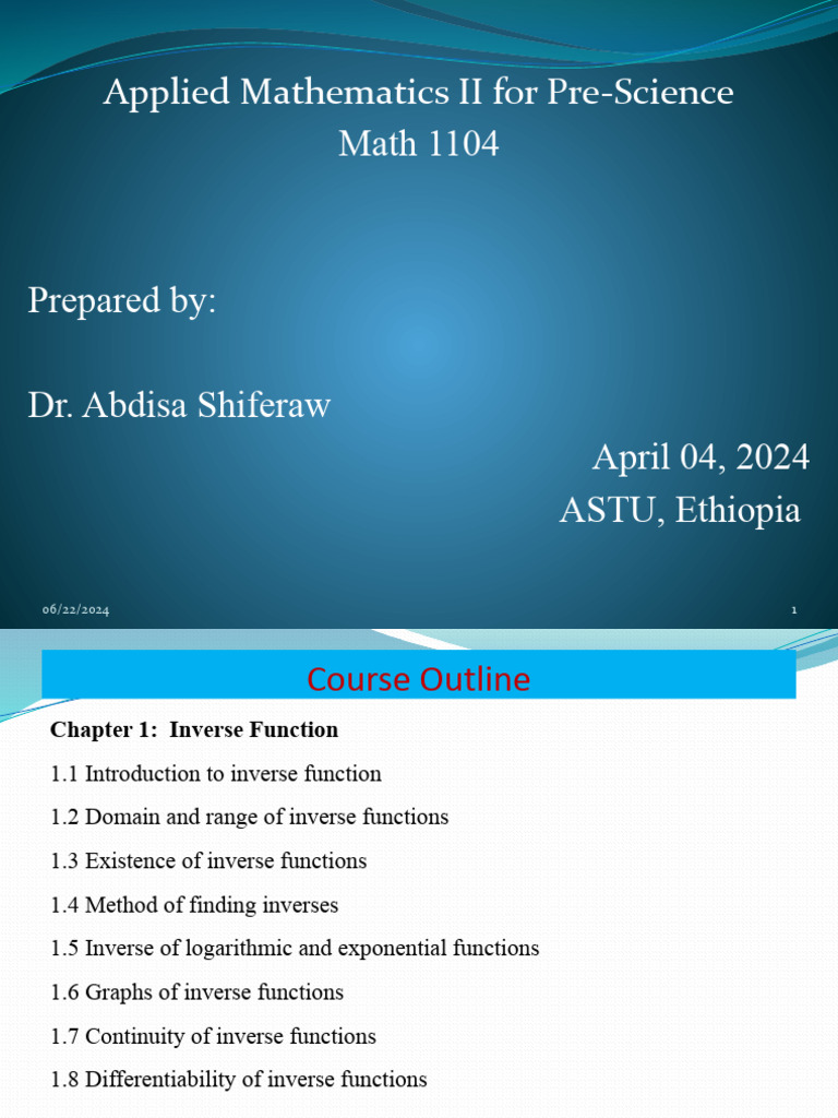 Applied Mathematics II Course Outline | PDF | Function (Mathematics ...
