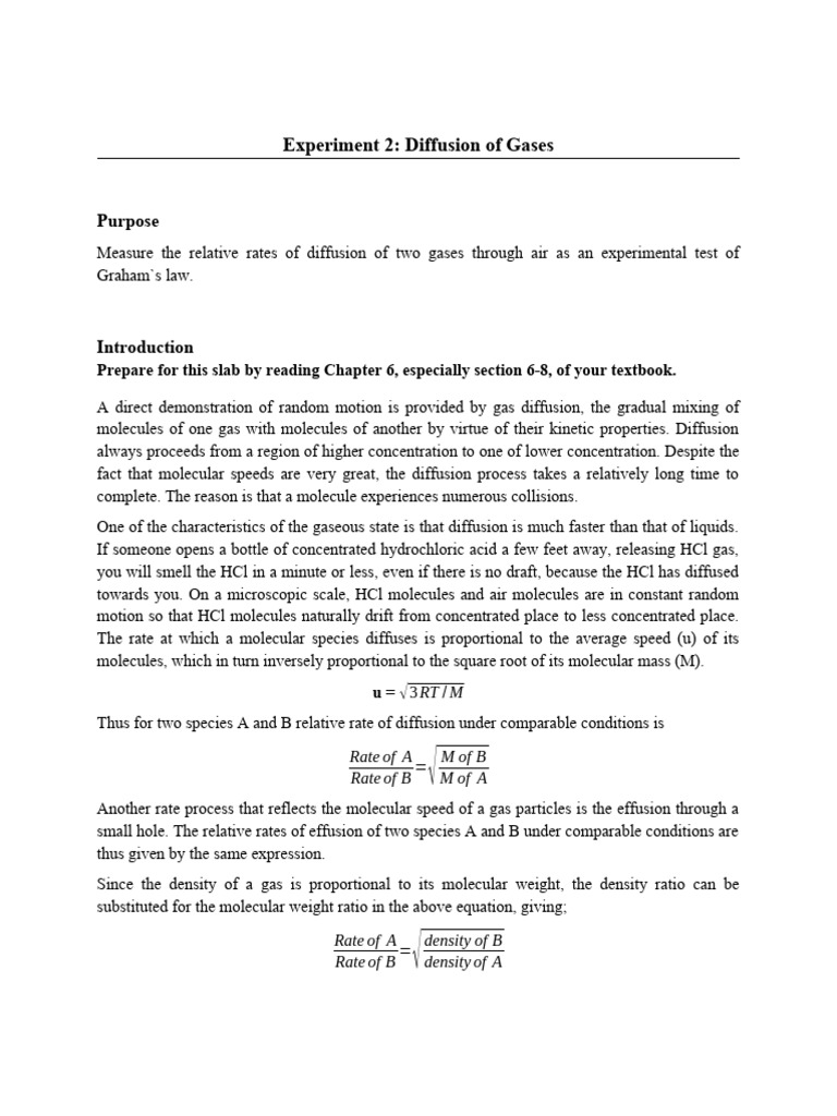 Experiment 2 | PDF | Gases | Diffusion