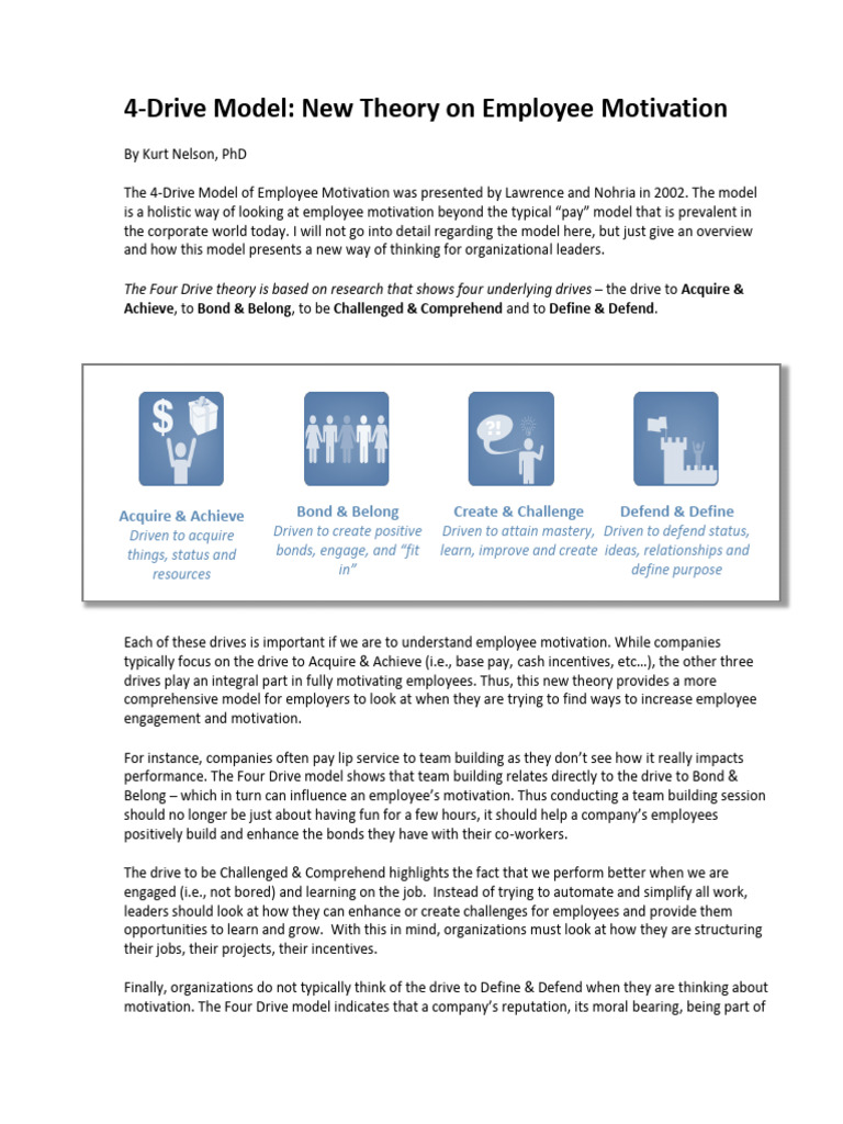 4 Drive Model Driving Sales Performance | PDF | Motivational | Motivation