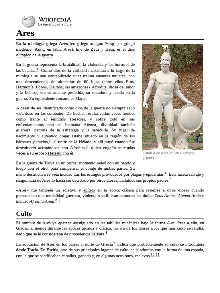 Ares: Dios de la Guerra en Mitología Griega | PDF | Deidades griegas ...