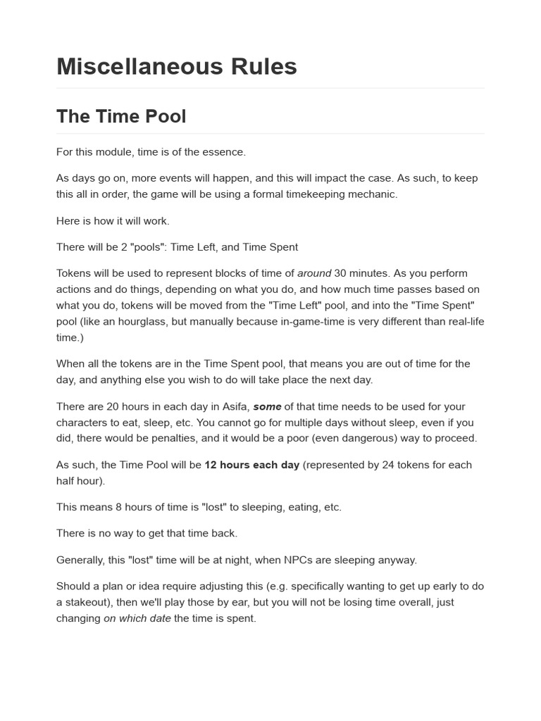 Miscellaneous Rules | PDF