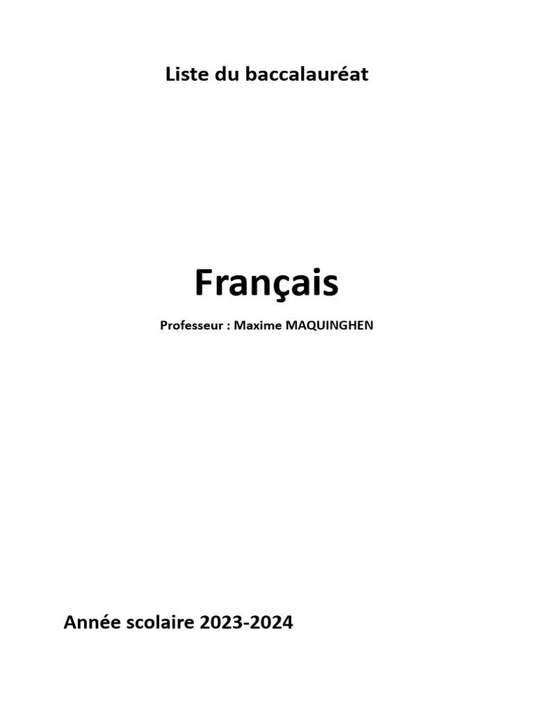 Textes du Bac de Français 2023-2024 | PDF | Liberté