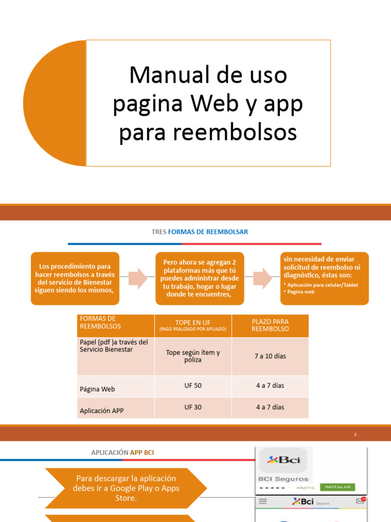 BCI PPT Reembolsos Web y App | PDF | Aplicación movil | Red mundial