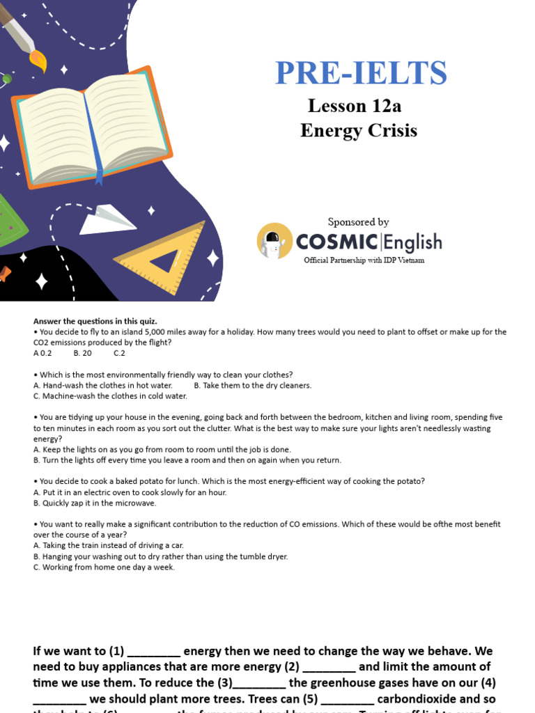 Energy Crisis and Solutions Quiz | PDF | Fuels | Car