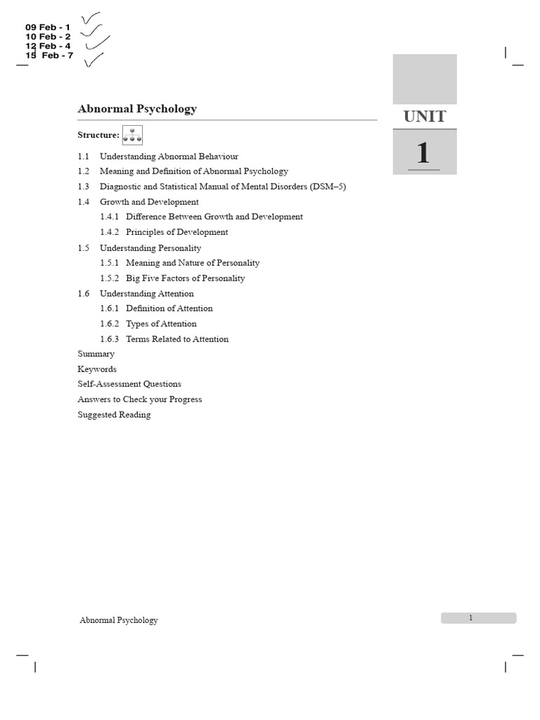 01 Abnormal Psychology | PDF | Attention | Diagnostic And Statistical ...