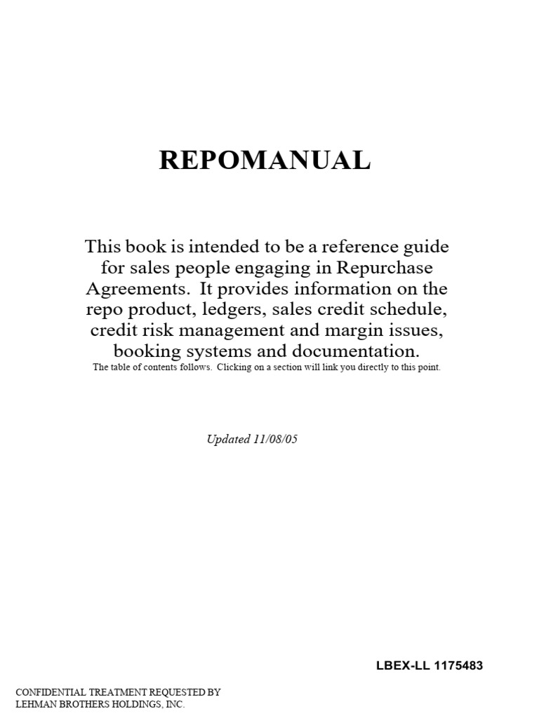 Lehman REPO Manual | Download Free PDF | Repurchase Agreement ...