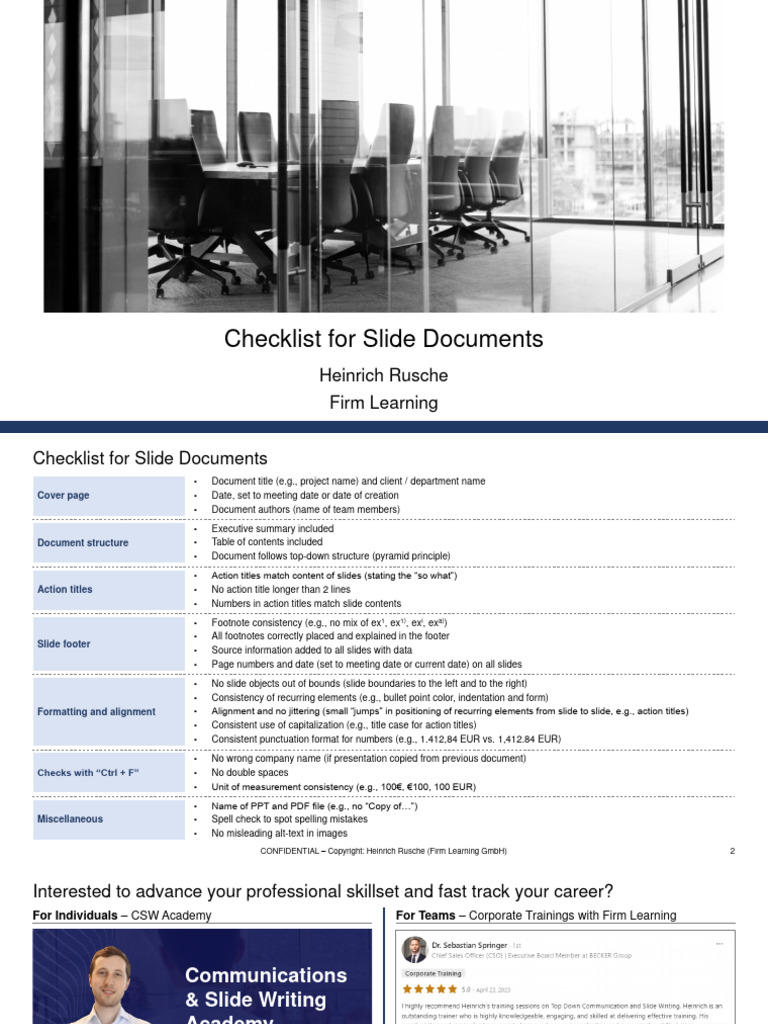 firm-learning-checklist-for-slide-documents | PDF | Written Communication | Computing