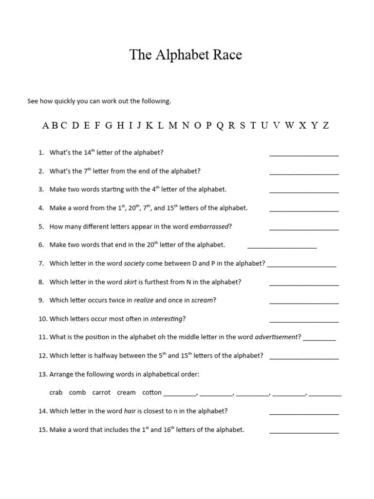 The Alphabet Race | PDF