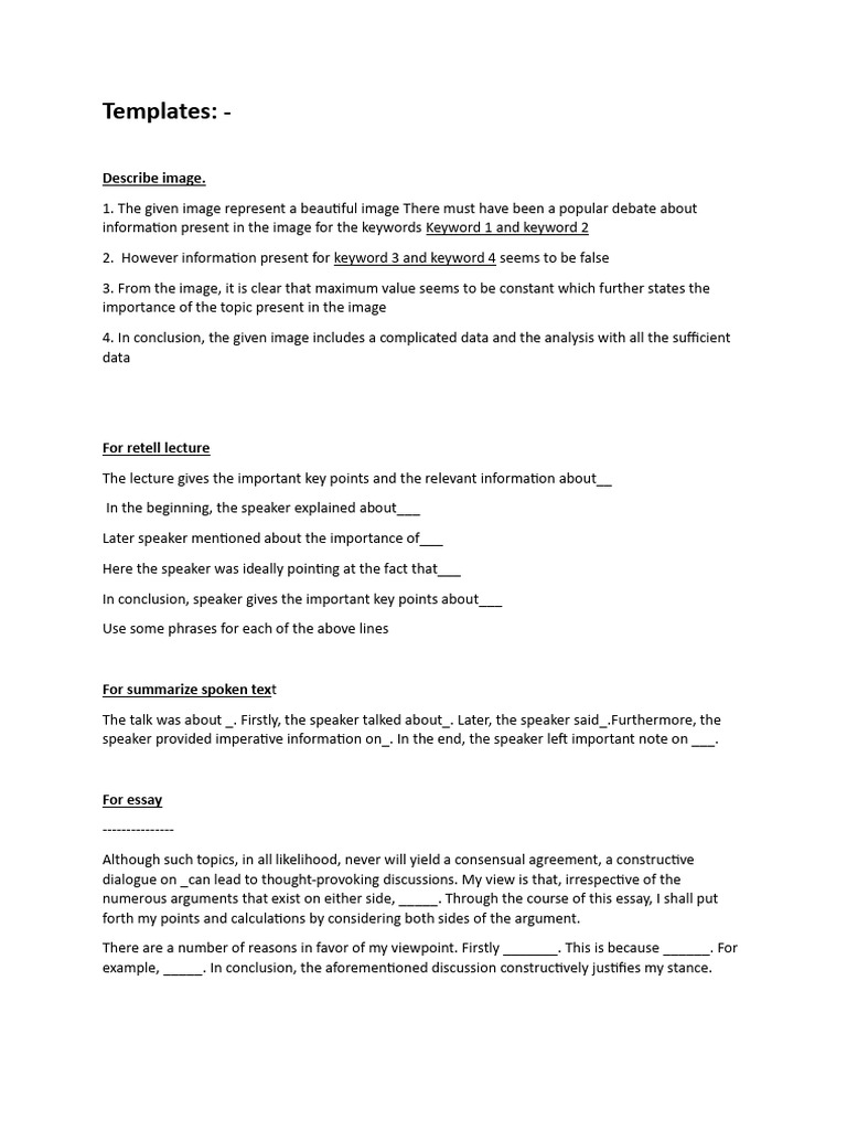PTE TEMPLATE | PDF | Evidence | Argument