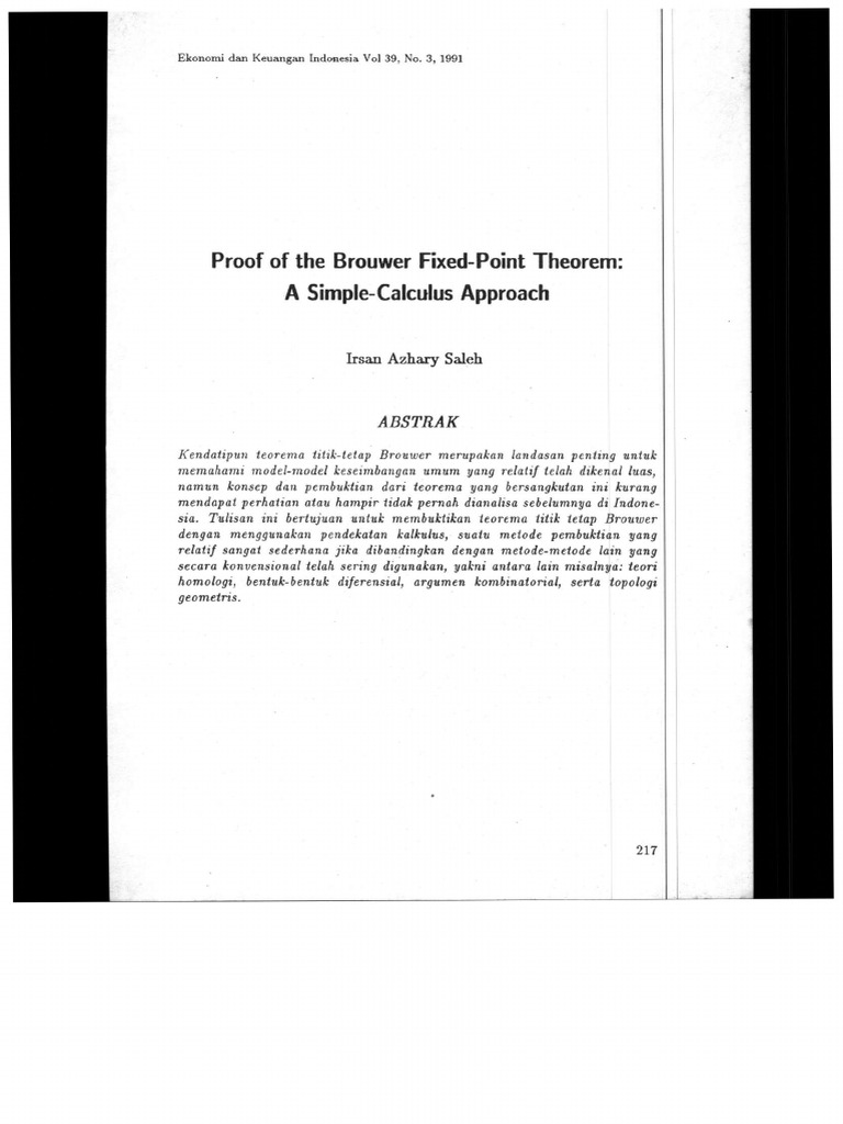 Proof of The Brouwer Fixed - Point Theorem A Simple Calculus Approach ...