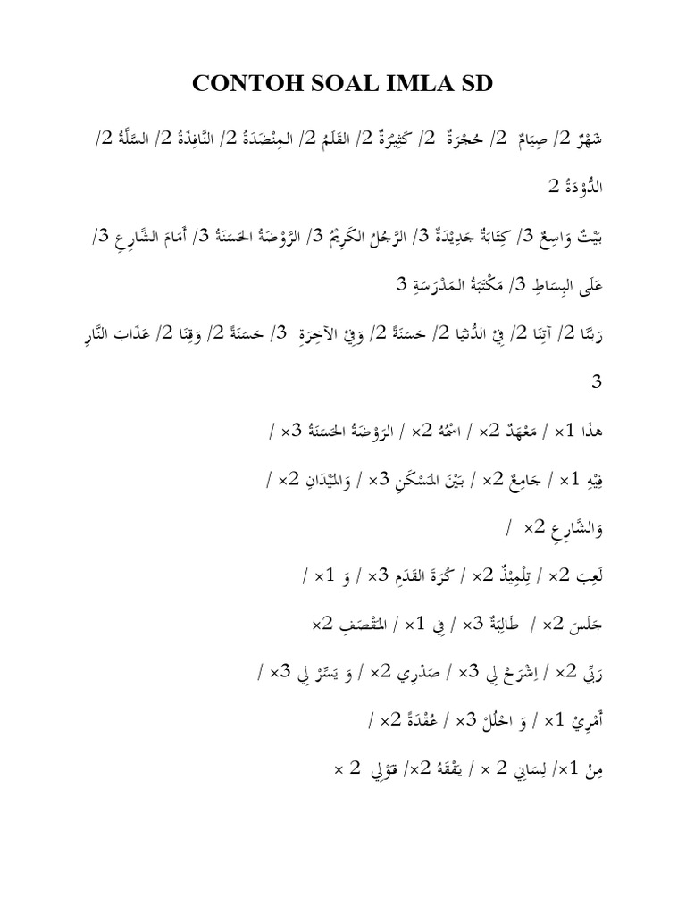 Contoh Soal Imla SD | PDF
