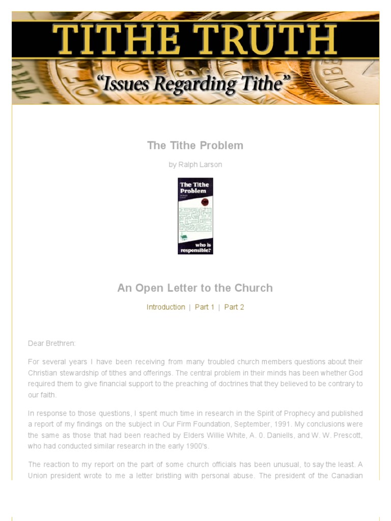 The Tithe Problem | PDF | Seventh Day Adventist Church | Tithe