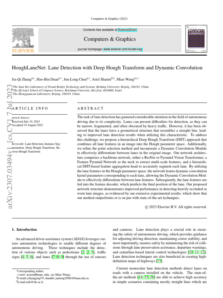 Houghlanenet Lane Detection With Deep Hough Transform and Dynamic Convolution | PDF | Image ...