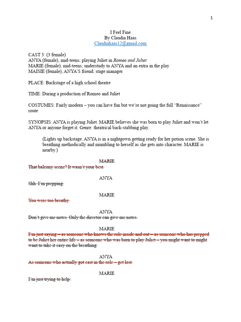 I Feel Fine Script | PDF