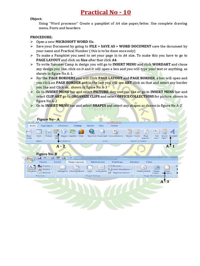 MS Word Practical # 10 (Design A Pamphlet) | PDF