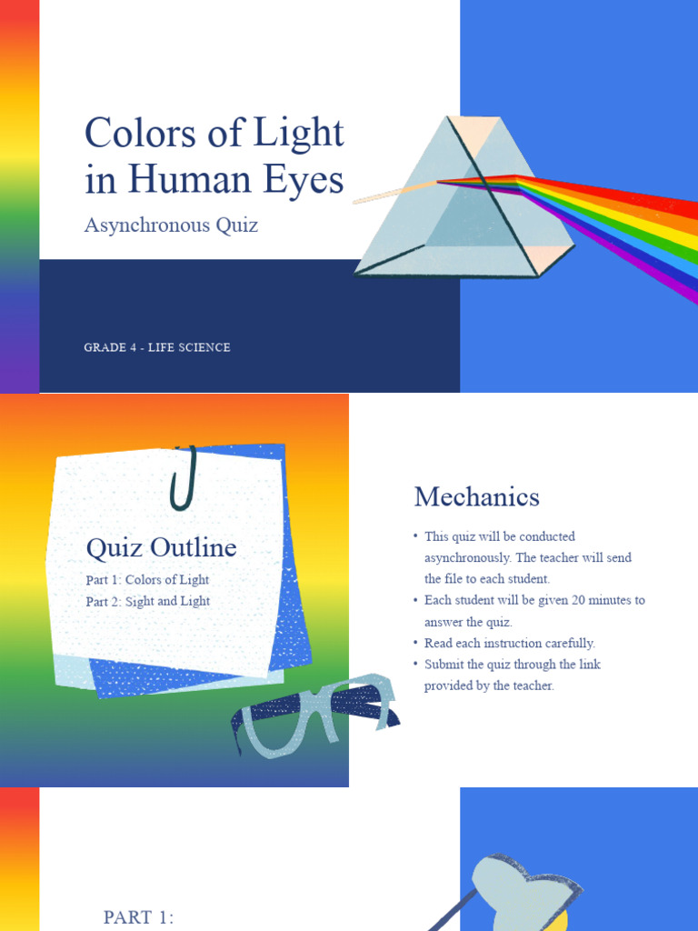 Colors of Light and The Human Eye Quiz Presentation in Blue White Hand ...