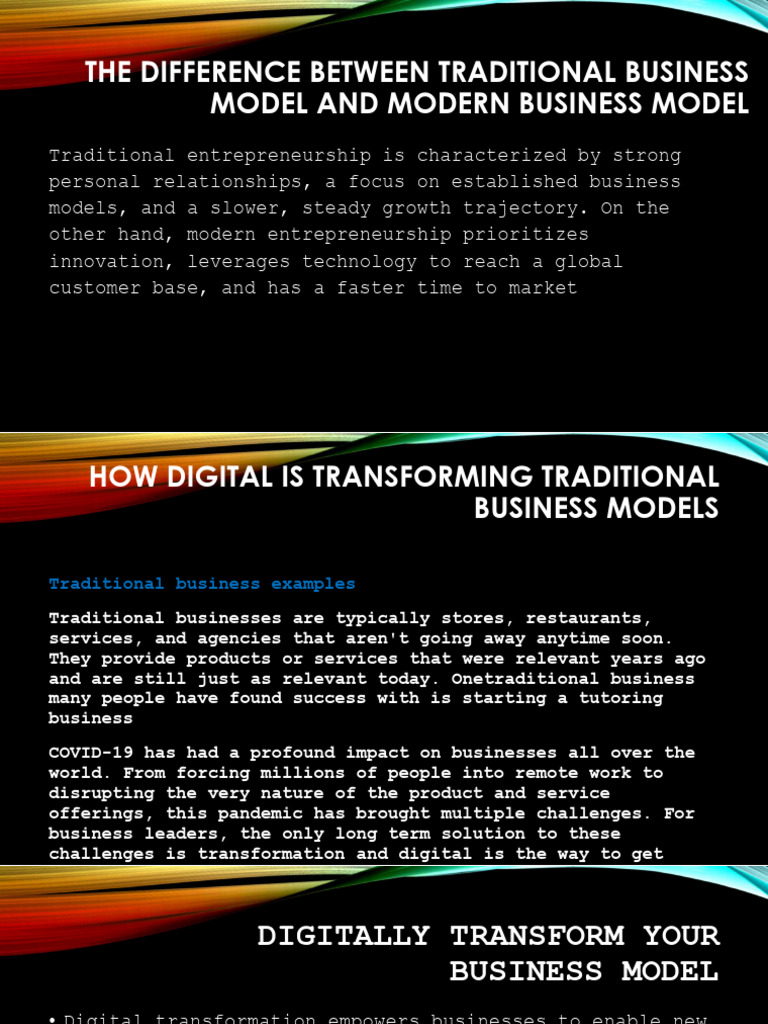 Traditional vs. Modern Business Models | PDF | Analytics | Business Model