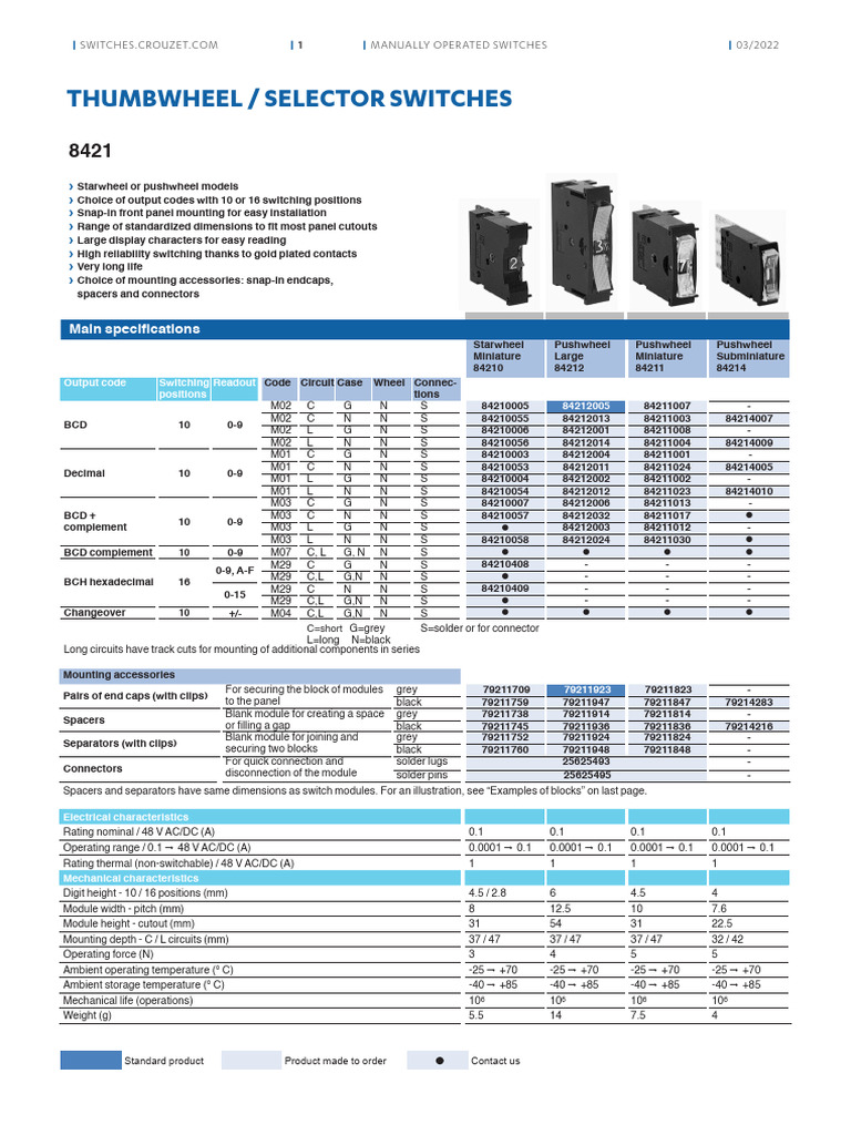 SW_MO_TS_8421_EN | Download Free PDF | Electrical Connector | Switch