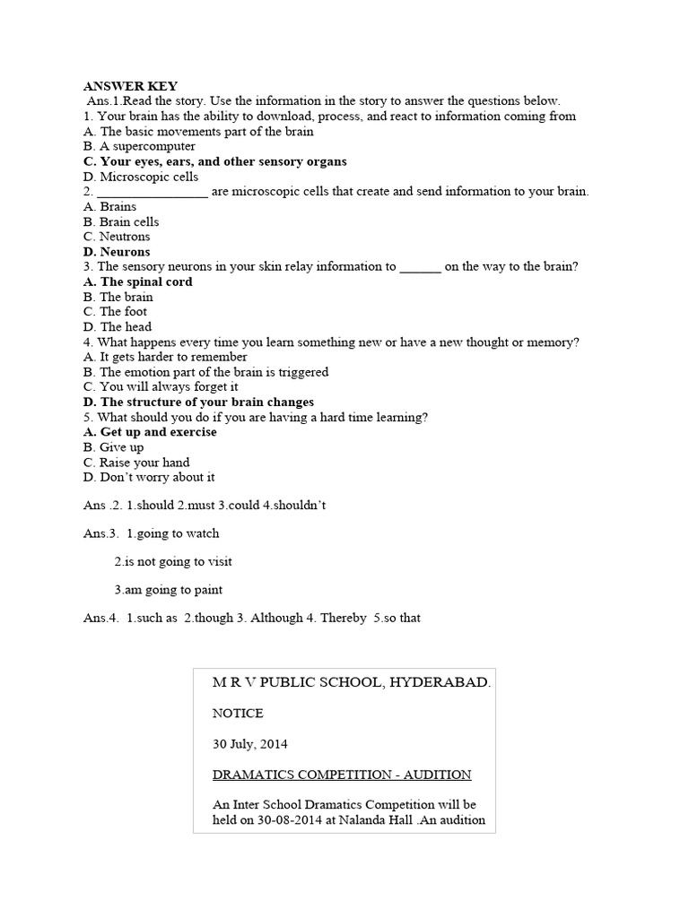 ANSWER KEY For Baseline Assessment Test | PDF | Language Arts ...