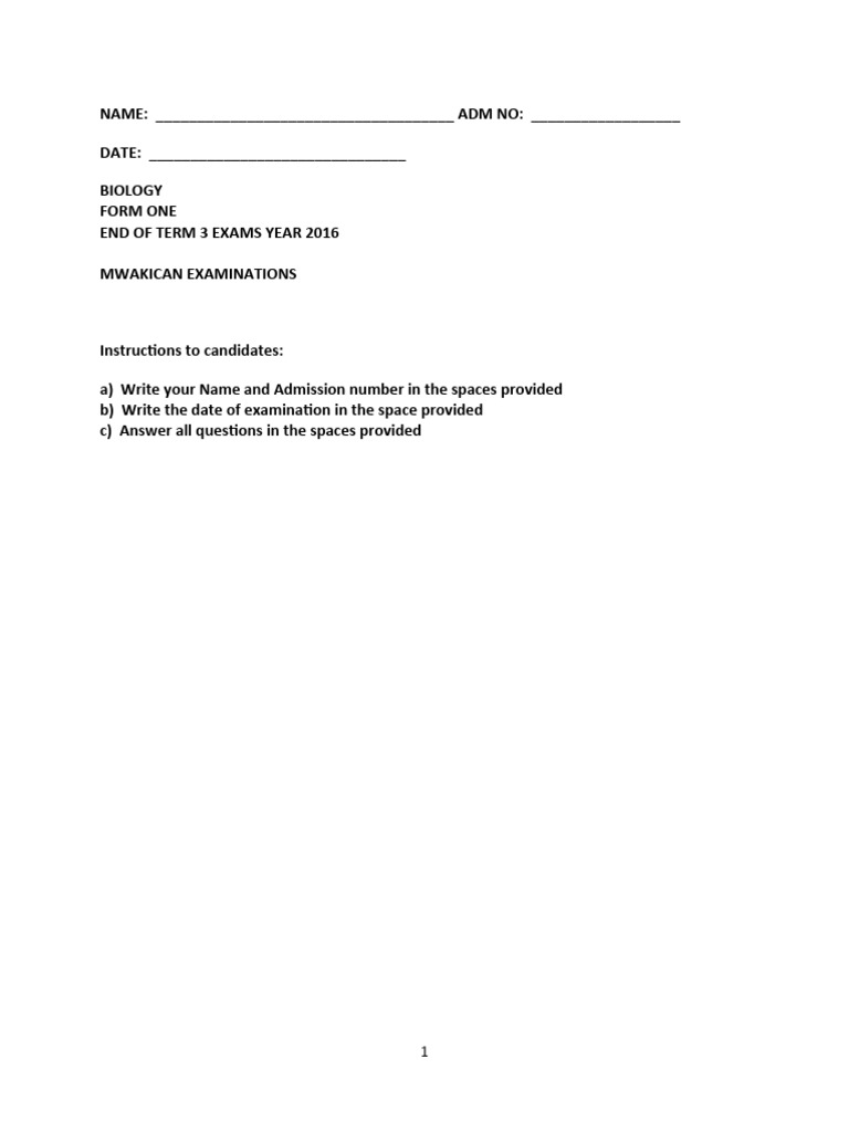 biology_form_1_mod23042022001 | PDF | Cell (Biology) | Photosynthesis