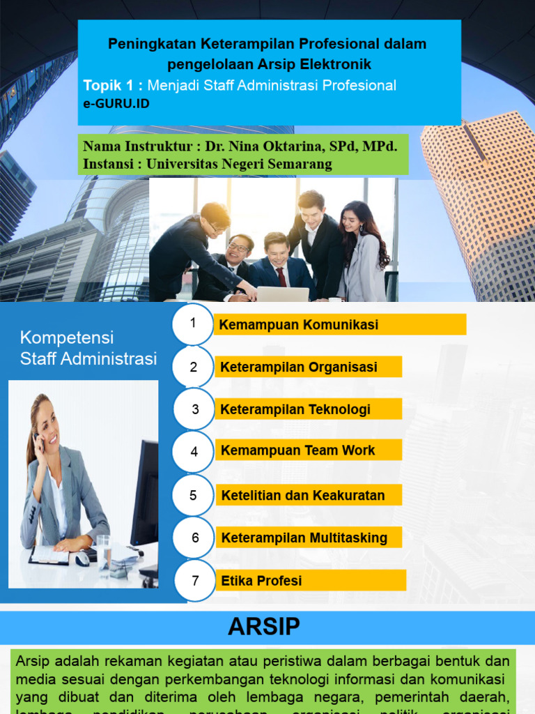 Topik 1 Menjadi Staff Administrasi Profesional | PDF | Seni | Komputer