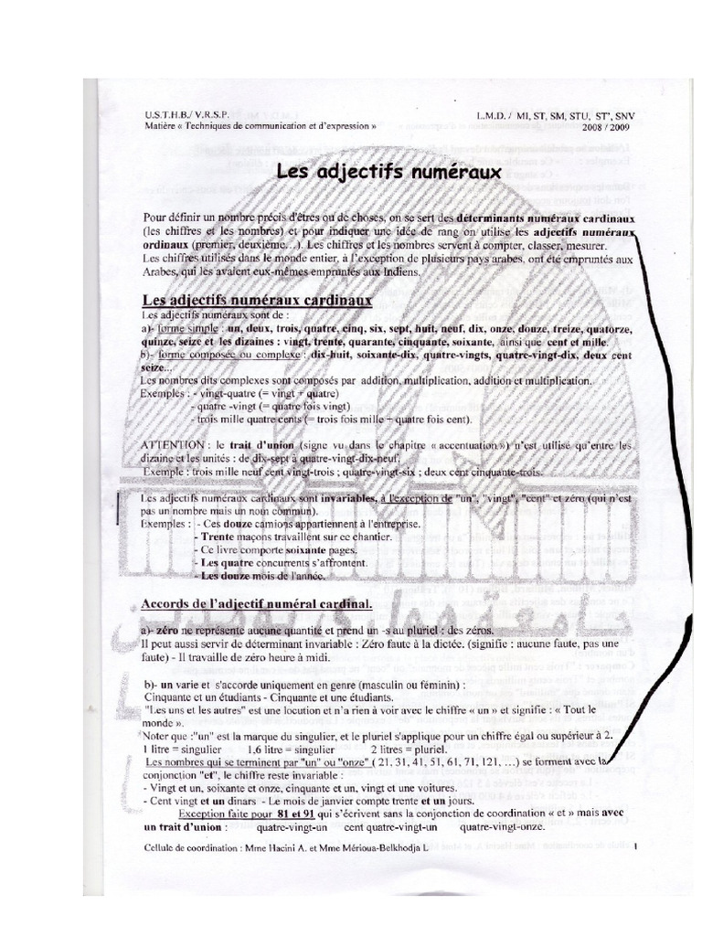 Les Adjectifs Numéraux PDF | PDF