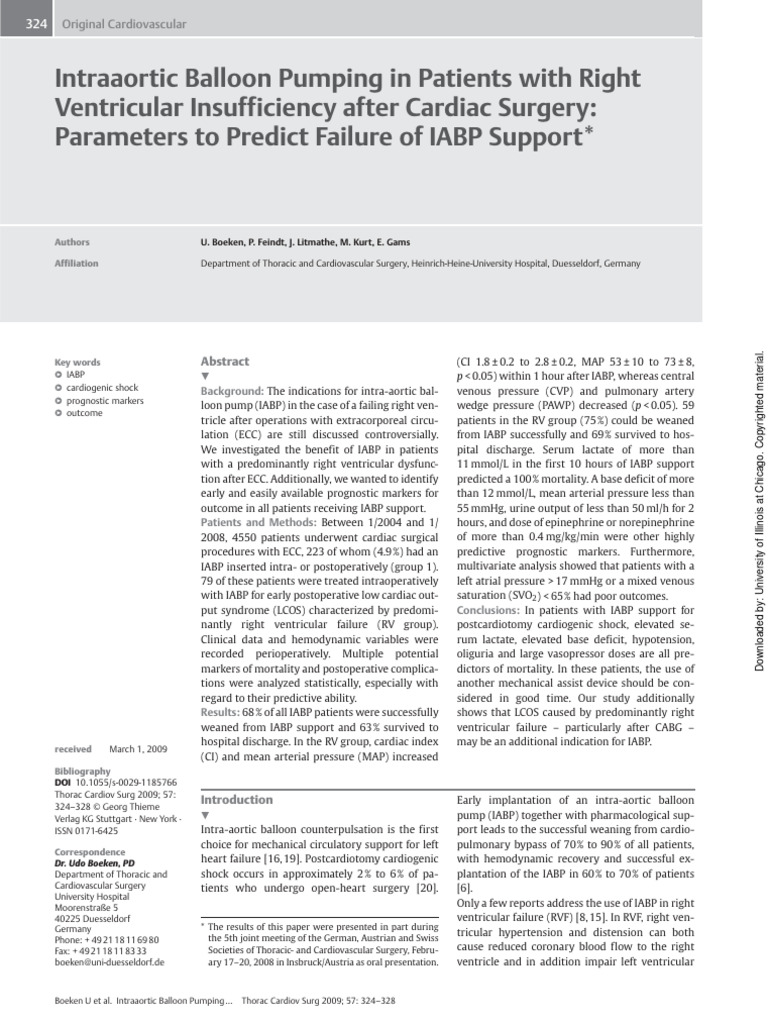 Intraaortic Balloon Pumping in Patients With Right Ventricular ...