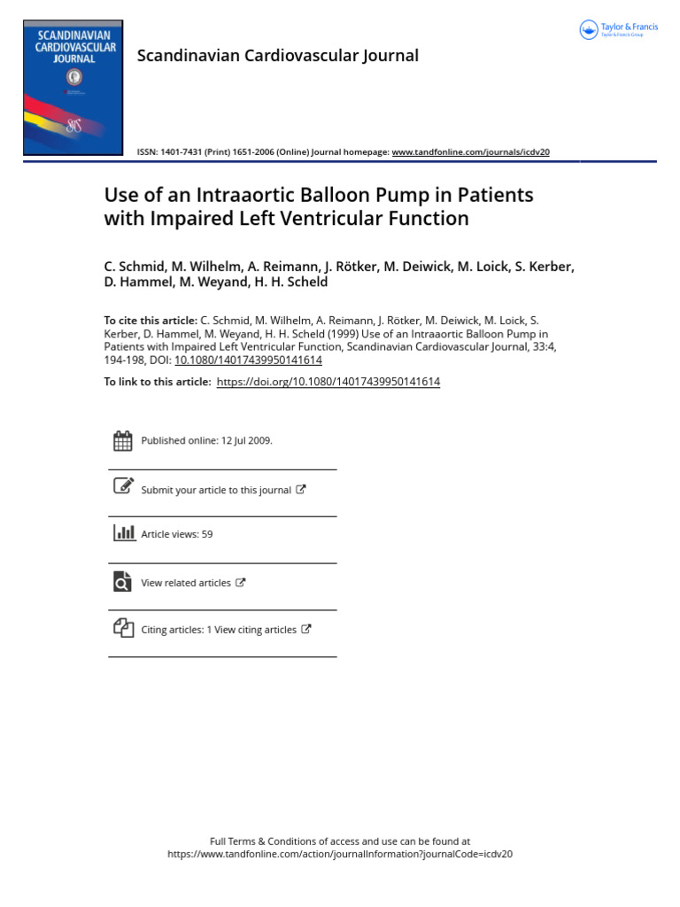 1999 Use of An Intraaortic Balloon Pump in Patients With Impaired Left ...