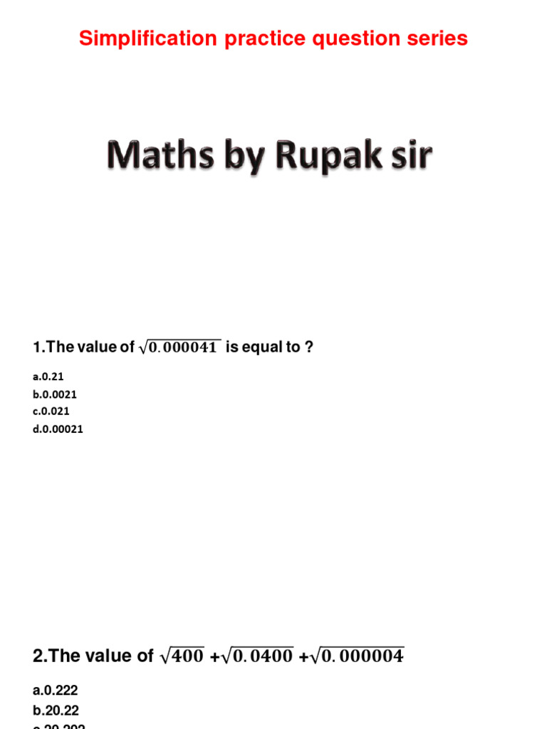 Simplification Practice Questions Series | PDF | Teaching Methods & Materials | Computers
