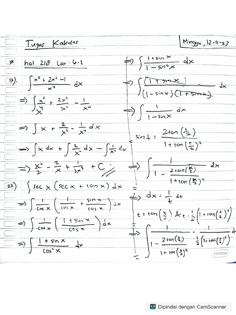 Tugas Kalkulus 6.1-6.3 - Muhammad Gunadi - 5020231087 | PDF