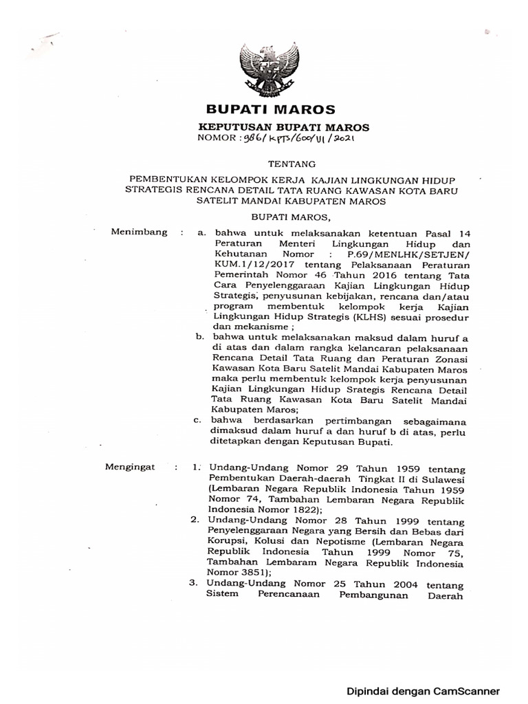 SK Pokja KLHS Mandai | PDF