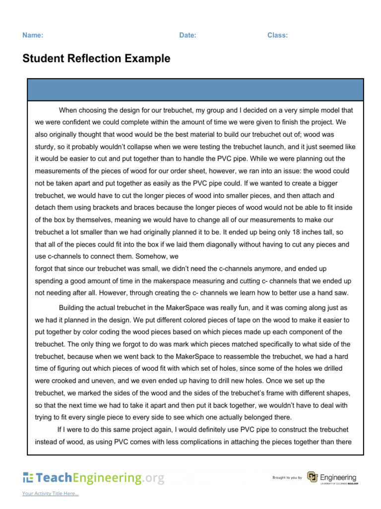Uot 1536 Trebuchet Design Student Reflection Example - New | PDF ...
