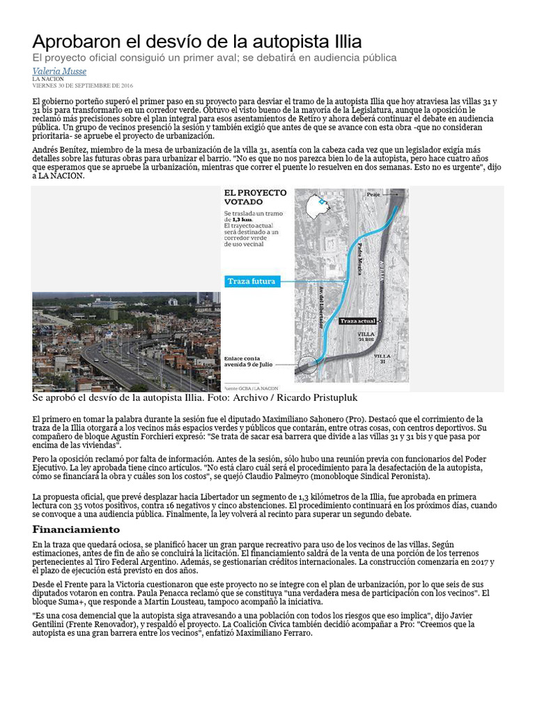 Aprobaron El Desvío de La Autopista Illia | PDF | Buenos Aires