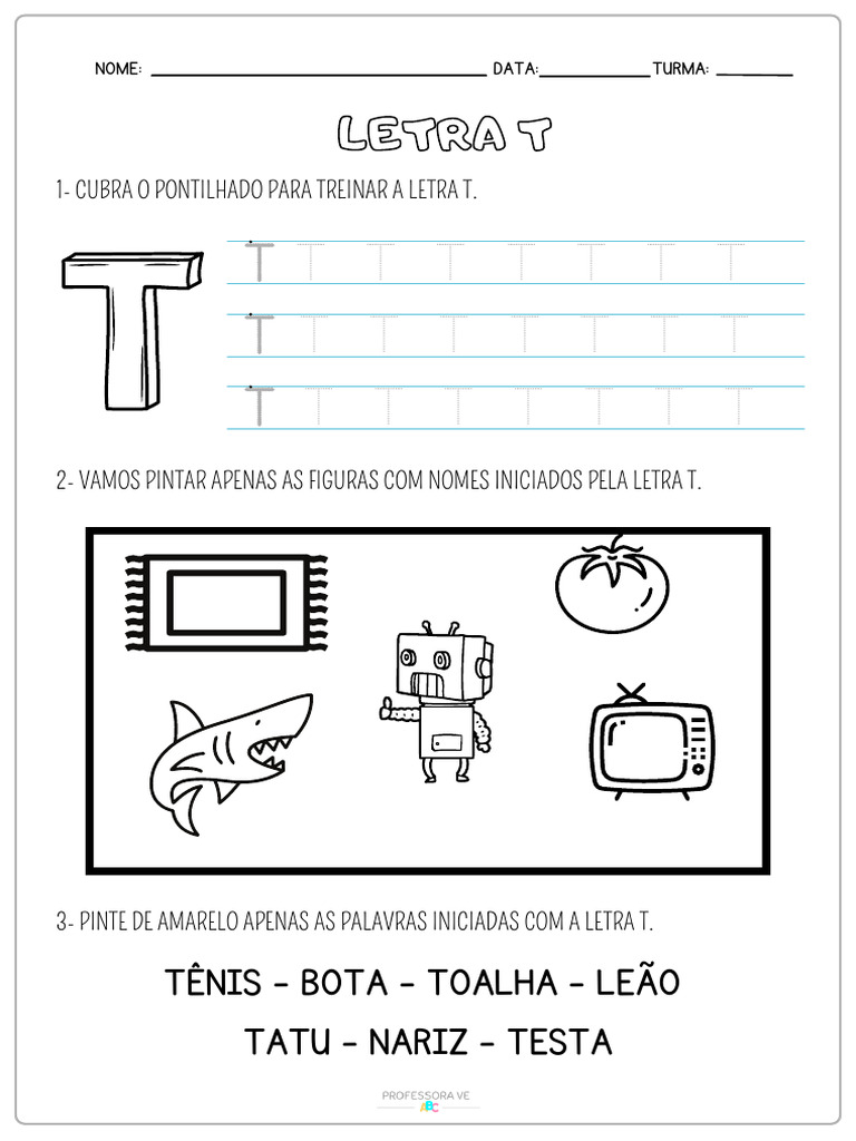 Atividades Da Letra T | PDF | Linguística | Fonética