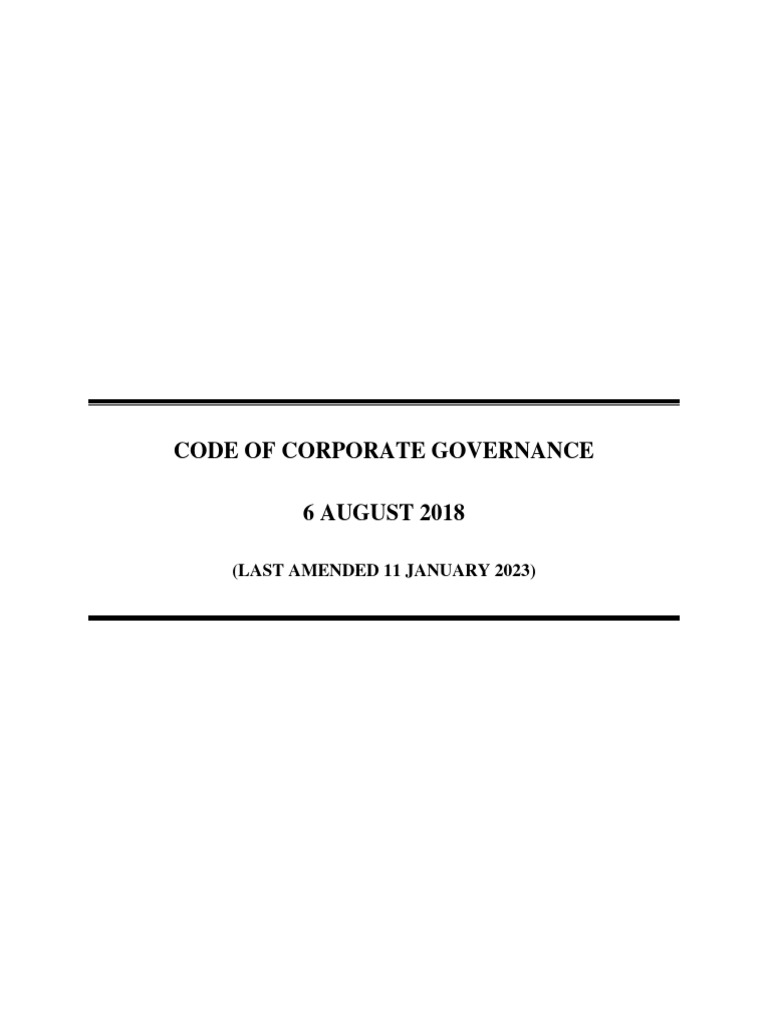 Code of Corporate Governance 6 Aug 2018 Revised 11 Jan 2023 | PDF ...